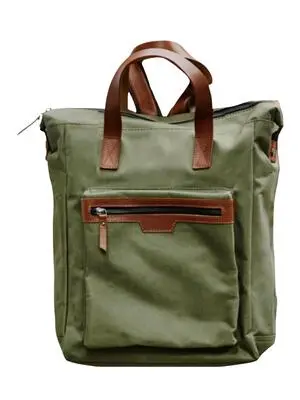 VIDA VIDA Leather Trim Top Zip Backpack - Green