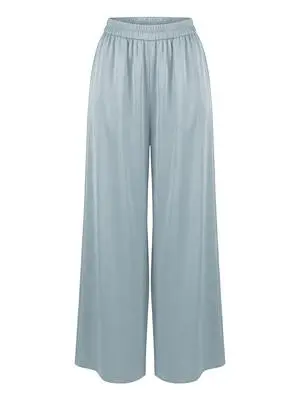 JANARA JONES Wide-leg Satin Lounge Pants - Blue