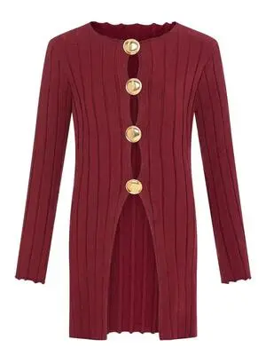 THISISU COLLECTION Ribbed Knit Cardigan Set - Red
