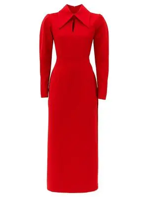 JULIA ALLERT Long Sleeve Solid Midi Dress - Red