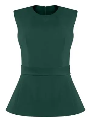 TIA DORRAINE Sleeveless Waist-fitted Top - Green