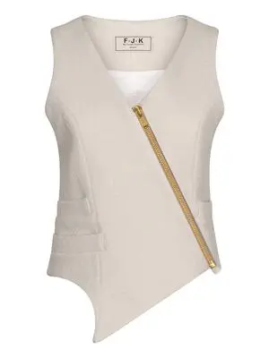 F.J.K BY FARAH KADHIMI Asymmetric Wool Waistcoat With Zip - White