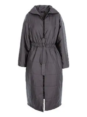 CONCEPT A TROIS Quilted Midi Jacket With Raglan Sleeves - Grey