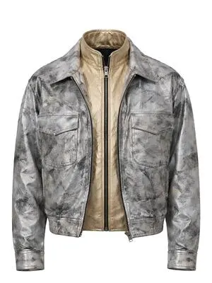 ZASTASTUDIO Leather Bomber Jacket - Silver