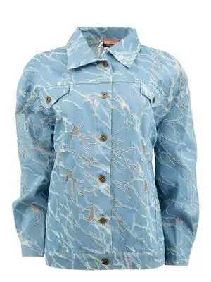 MAUI X LOLITA Blair Transparent Marbled Denim Jacket - Blue
