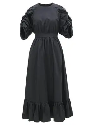 SMART AND JOY Trapeze Dress With Ruffle Hem - Black