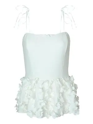 2KSTYLE Elisaveta Floral Hand-embellished Peplum Top - White