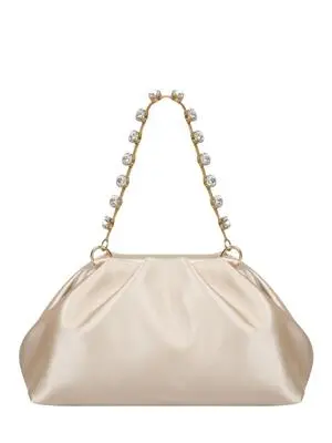 D’lueur Atelier Swarovski Embellished Twist Handle Bag - Beige