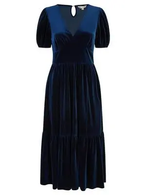 YUMI Velvet Midi Dress Blue