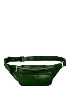 TIME RESISTANCE Leather Belt Bag - Green