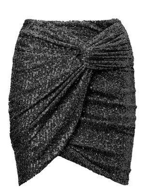 BLUZAT Sequin Knotted Skirt - Black