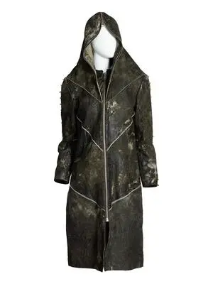 ZASTASTUDIO The Knight Leather Long Coat With Hoodie - Green
