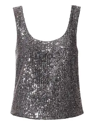 AGGI BY HALEWSKI Raya Sequin Tank Top Silver