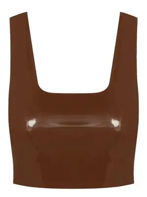 Commando Faux Patent Leather Crop Top - Brown
