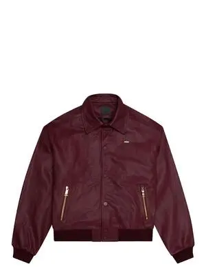 PLACE OF ËLMS Leather Bomber Jacket - Red