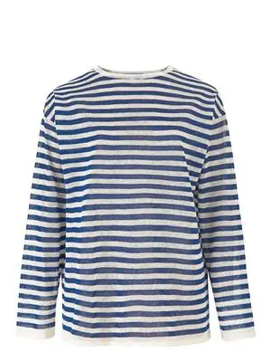 SALANIDA 100% Linen Long-sleeve Top - Blue