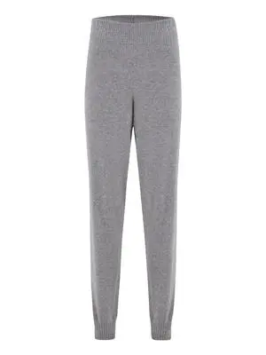 PERALUNA High Waist Cashmere Blend Knit Jogger Trousers - Grey