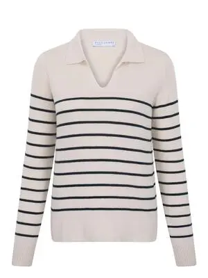 PAUL JAMES KNITWEAR Colette Breton Stripe Cotton Knit Top - Beige