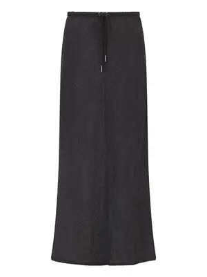 THE SUMMER EDIT Luxe Linen Drawstring Midi Skirt - Black