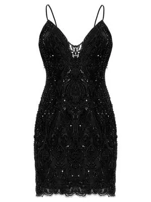 ANGELIKA JOZEFCZYK Embroidery Lace Mini Dress - Black