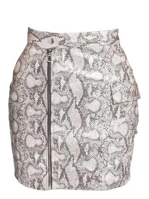 ETTIE Faux Snakeskin Mini Skirt - Silver