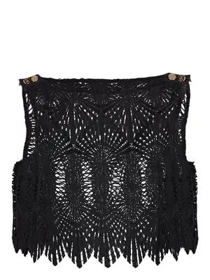 ZETAYE Maxine Deco Lace Sleeveless Top - Black