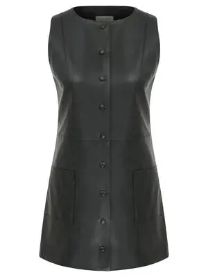 NAZLI CEREN Odette Vegan Leather Mini Dress - Black