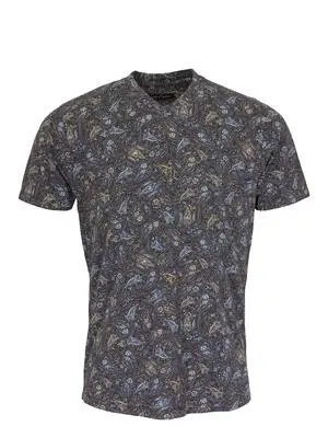 LORDS OF HARLECH Maze Madrid Paisley V-neck Tee - Black