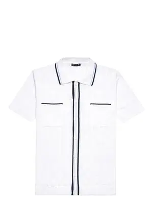 EIGHT X Men's Blue / White The Chandler Knit Polo Shirt - White