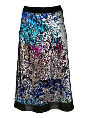 LALIPOP DESIGN Double-sided Sequin-embellished A-line Midi Skirt - Black