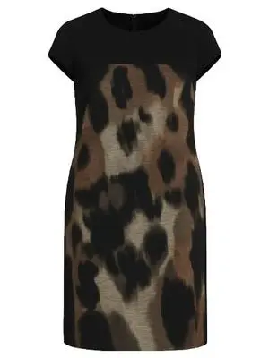 CONQUISTA Abstract Print Sack Dress With Pockets - Brown