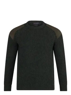 PAUL JAMES KNITWEAR Chunky British Wool Hardy Ribbed Shooting Jumper - Green