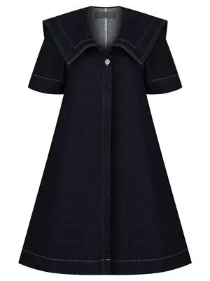 GOC DENIM Mini Dress With Sailor Collar - Blue