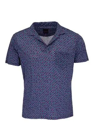 LORDS OF HARLECH Bobby City Geo Merino Jersey Collared Shirt Plum - Purple