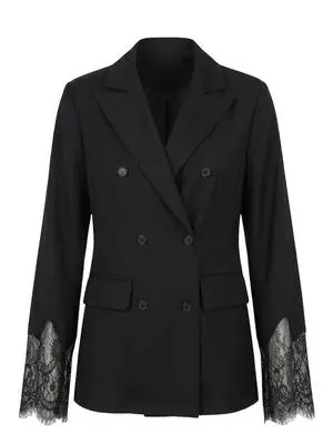 ASHITA FERNANDES Saanjh Tailored Blazer With Lace Cuffs - Black