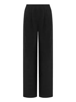 MANDRAGORA Linen And Viscose Wide Leg Trousers - Black