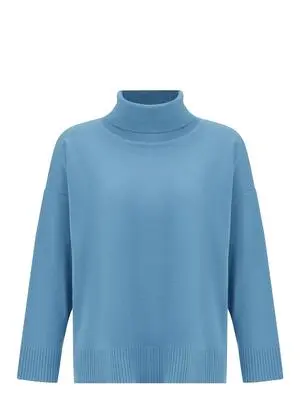 PERALUNA Wide Roll Neck Knitwear Pullover - Blue