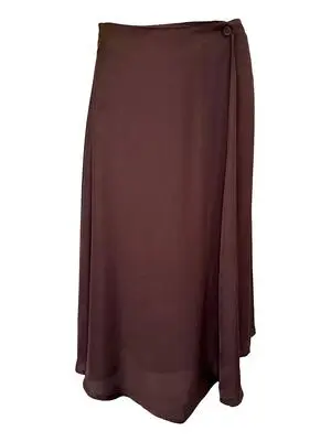 Haris Cotton Satin Viscose Wrap Skirt - Brown