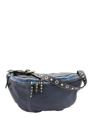 BOLSA NOVA HANDBAGS Large Italian Leather Sling Bag - Blue