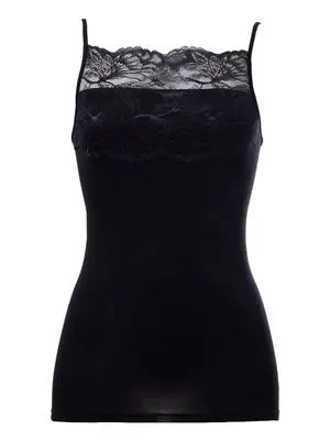 AROMATIQUE Cotton And Lace Camisole - Black