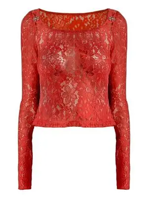 MAISON DE HOE Lace Knit Top - Red