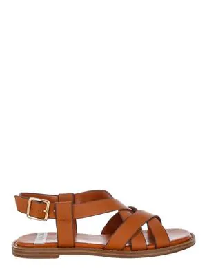 RAG & CO Real Leather Flat Gladiator Sandals - Brown
