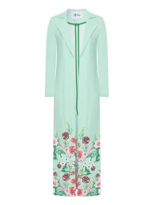ROQAIA FASHION HOUSE Floral Hem Kaftan Jacket - Green