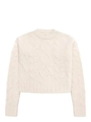 PERALUNA Adeline Cable Knit Crop Sweater