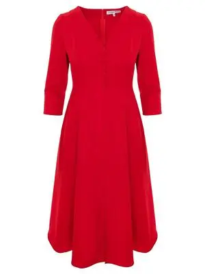 NORIA ANIS Lucienne Fit And Flare Midi Dress - Red
