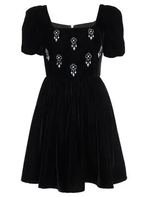 ROSE & NANCY Jolene Hand Embellished Velvet Mini Dress - Black
