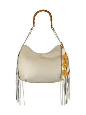 F3ROG BY RANA F3Rog By Rana Gordon Fringe Hobo Bag Beige
