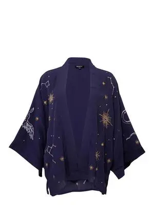 ARTEMIS MUSE Cosmos Embroidered Short Kimono - Blue