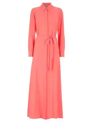 TEODORA MILANO Portofino Long Silk Chemisier Dress - Orange