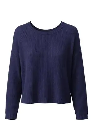 Haris Cotton Knitted Long-sleeved Blouse - Blue